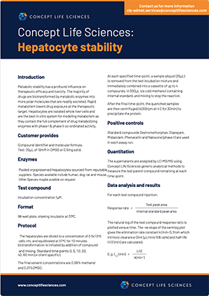 Concept Life Sciences | Assay Card | Hepatocyte Stability